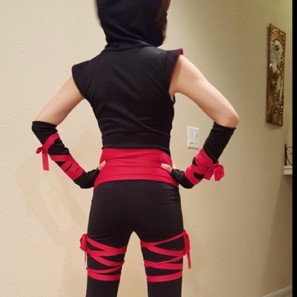 Pants & Jumpsuits | Sexy 5pc Black Red Ninja Halloween Costume Nwt ...